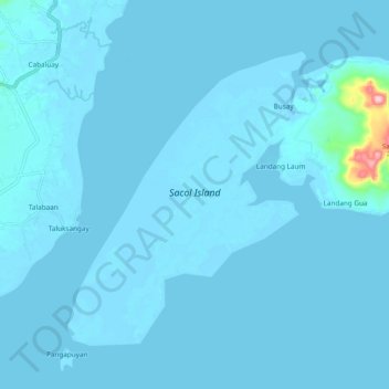 Sacol Island topographic map, elevation, terrain
