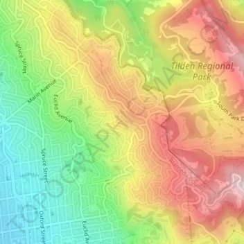 Grizzly Peak Park topographic map, elevation, terrain