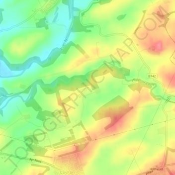 Sundrum Castle topographic map, elevation, terrain