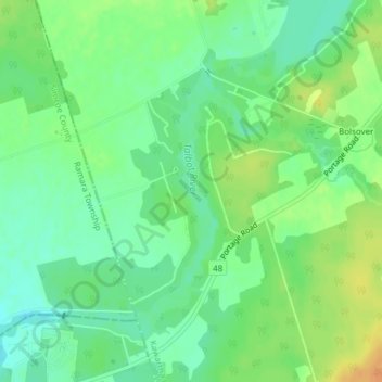 Talbot River topographic map, elevation, terrain