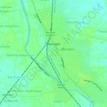 Baruipur topographic map, elevation, terrain
