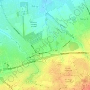 Model of Cow Green Reservoir topographic map, elevation, terrain