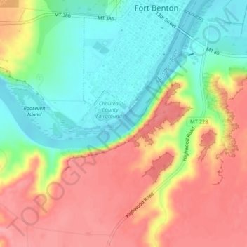 Missouri River topographic map, elevation, terrain