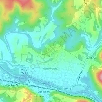 Alderson Recreation Area topographic map, elevation, terrain