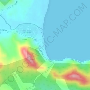 Playa Tambor topographic map, elevation, terrain