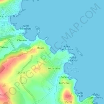 Playa Cristal topographic map, elevation, terrain