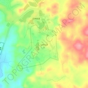 Shilin Stone Forest Landscape District topographic map, elevation, terrain