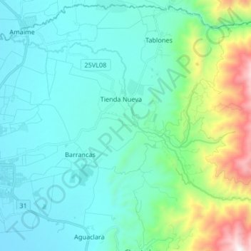 Río Nima topographic map, elevation, terrain