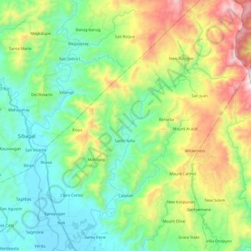 Andanan River topographic map, elevation, terrain