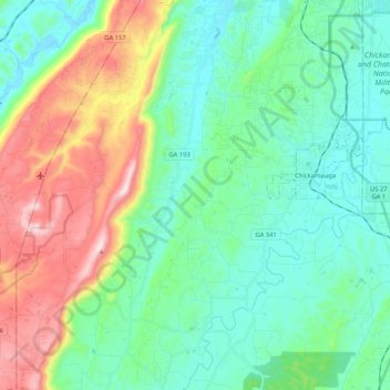 Missionary Ridge topographic map, elevation, terrain
