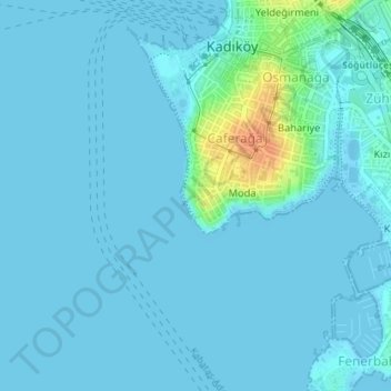 Moda Parkı topographic map, elevation, terrain