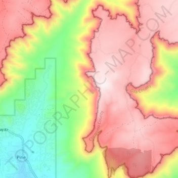 Mogollon Rim topographic map, elevation, terrain