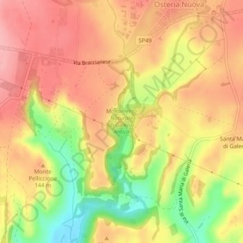 Monumento Naturale di Galeria Antica topographic map, elevation, terrain