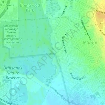 Kuils River topographic map, elevation, terrain