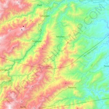 Tanudan River topographic map, elevation, terrain