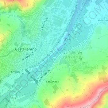 Fiume Secchia topographic map, elevation, terrain