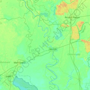 Rapti River topographic map, elevation, terrain