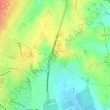 Fox Covert topographic map, elevation, terrain