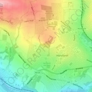 Hunger Hills Leeds Nature Reserve topographic map, elevation, terrain