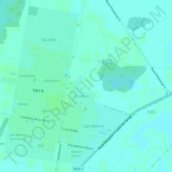 Vera topographic map, elevation, terrain
