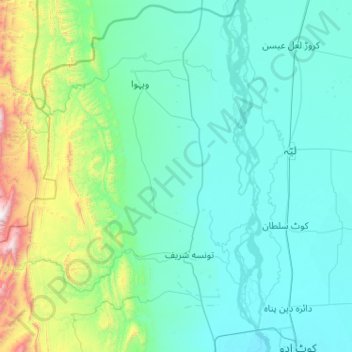Taunsa Tehsil topographic map, elevation, terrain