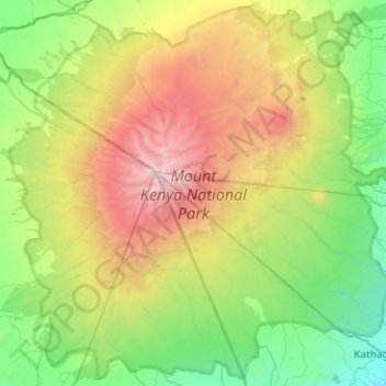 Mount Kenya National Park topographic map, elevation, terrain