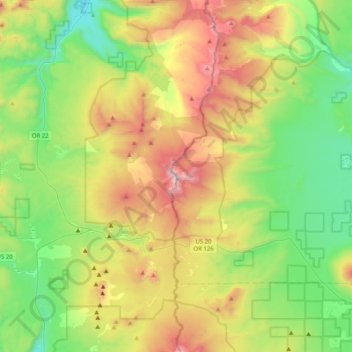 Cascade Range topographic map, elevation, terrain