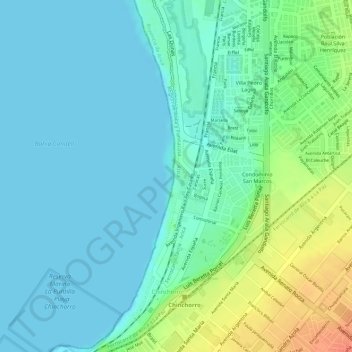 Playa Chinchorro topographic map, elevation, terrain