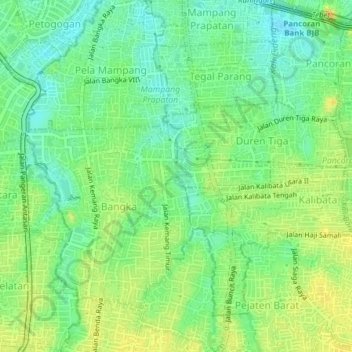 Mampang topographic map, elevation, terrain