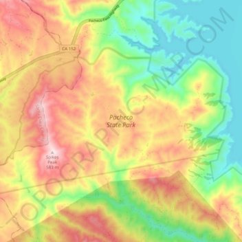 Pacheco State Park topographic map, elevation, terrain