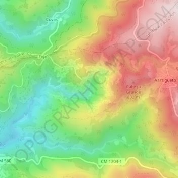 Cascata de Fisgas do Ermelo topographic map, elevation, terrain