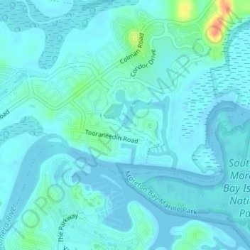 Coomera topographic map, elevation, terrain