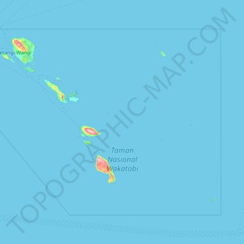 Wakatobi National Park topographic map, elevation, terrain