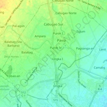 Pavia topographic map, elevation, terrain