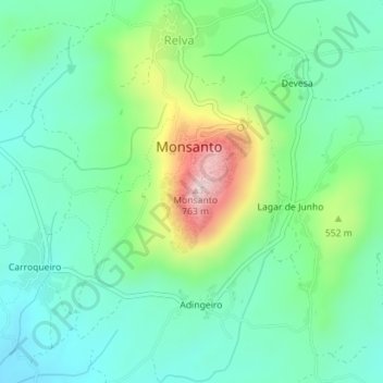 Inselberg de Monsanto topographic map, elevation, terrain