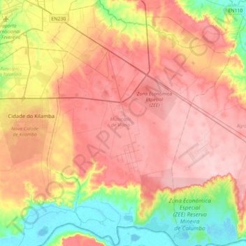 Viana Municipality topographic map, elevation, terrain