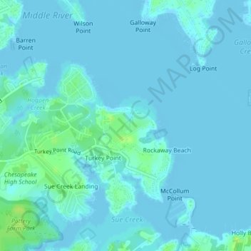 Turkey Point Park topographic map, elevation, terrain