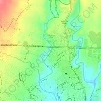 Iyam River topographic map, elevation, terrain