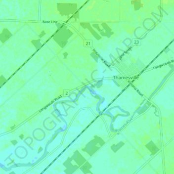Thames River topographic map, elevation, terrain