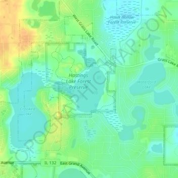Hastings Lake topographic map, elevation, terrain