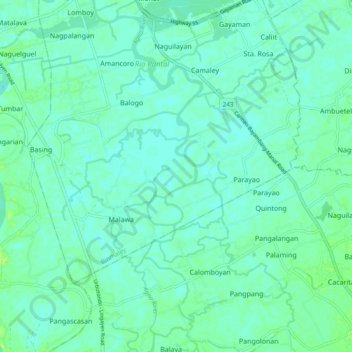 Agno River topographic map, elevation, terrain