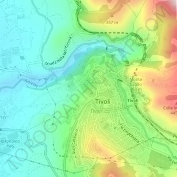 Villa d'Este topographic map, elevation, terrain