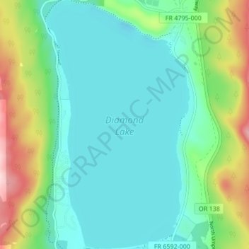 Diamond Lake topographic map, elevation, terrain