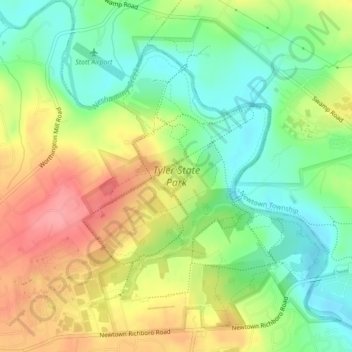 Tyler State Park topographic map, elevation, terrain