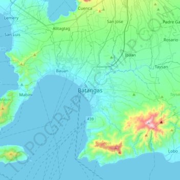 Batangas City topographic map, elevation, relief
