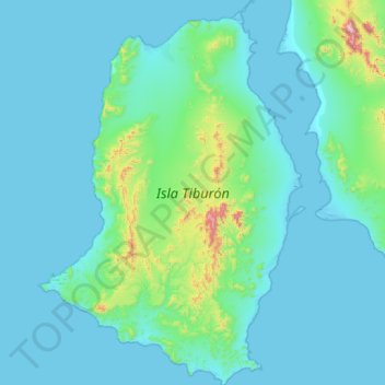 Isla Tiburón topographic map, elevation, relief