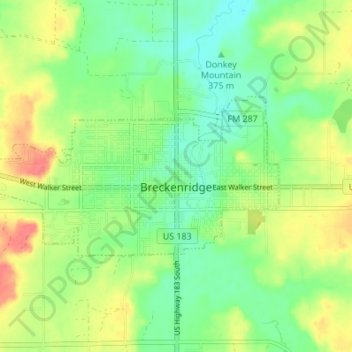 Breckenridge topographic map, elevation, relief