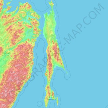 Sakhalin topographic map, elevation, relief